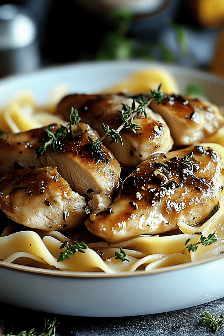 Chicken with buttered noodles